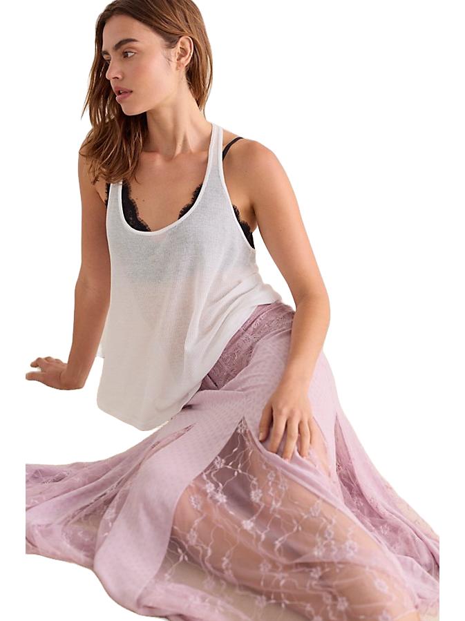 FREE PEOPLE Maxi Slip Skirt with Lace Accents